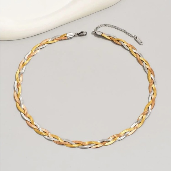 Jewelry | Stainless Steel Tricolor Braided Necklace | Poshmark